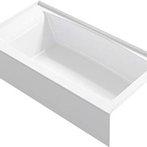 KOHLER K-26109-RA-0 Entity 60-Inch x 30-Inch Alcove Bath with Integral apron, integral flange and right hand drain, White