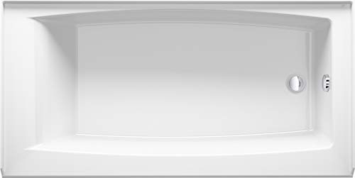 KOHLER K-26109-RA-0 Entity 60-Inch x 30-Inch Alcove Bath with Integral apron, integral flange and right hand drain, White