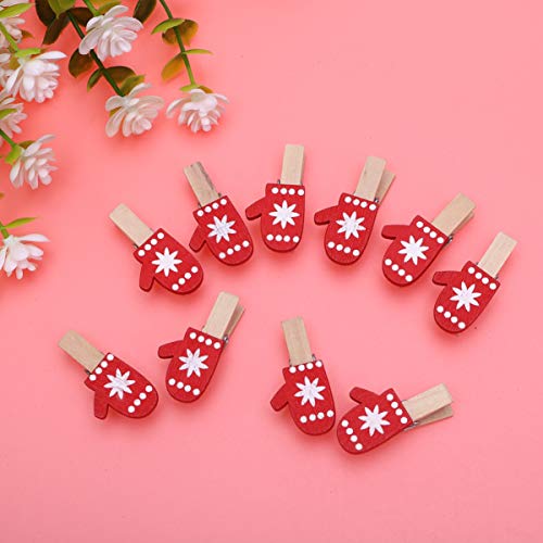 Amosfun 25pcs Mini Wooden Clothespins Christmas Photo Clips Craft Clips Photo Paper Memo Peg Pin Clips for Xmas Party DIY Craft Decoration