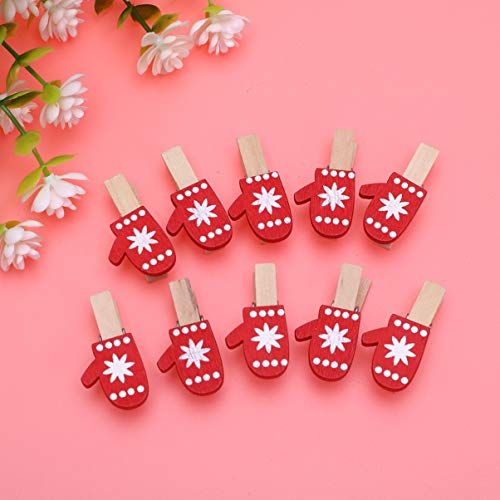 Amosfun 25pcs Mini Wooden Clothespins Christmas Photo Clips Craft Clips Photo Paper Memo Peg Pin Clips for Xmas Party DIY Craft Decoration