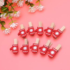 Amosfun 25pcs Mini Wooden Clothespins Christmas Photo Clips Craft Clips Photo Paper Memo Peg Pin Clips for Xmas Party DIY Craft Decoration