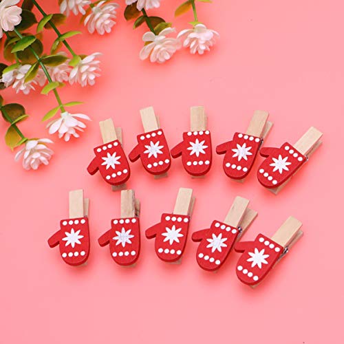 Amosfun 25pcs Mini Wooden Clothespins Christmas Photo Clips Craft Clips Photo Paper Memo Peg Pin Clips for Xmas Party DIY Craft Decoration