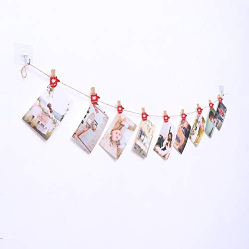 Amosfun 25pcs Mini Wooden Clothespins Christmas Photo Clips Craft Clips Photo Paper Memo Peg Pin Clips for Xmas Party DIY Craft Decoration