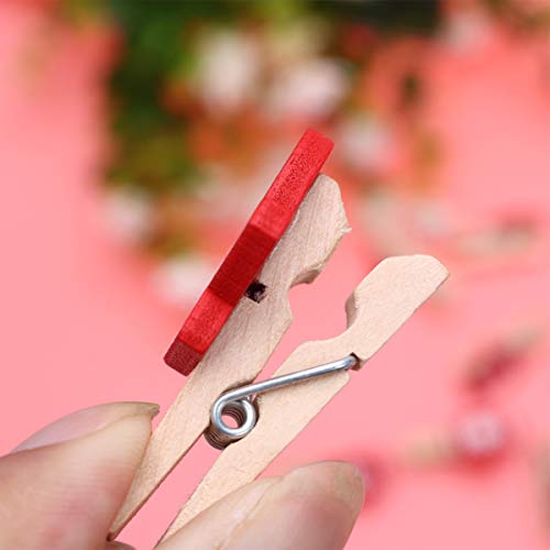 Amosfun 25pcs Mini Wooden Clothespins Christmas Photo Clips Craft Clips Photo Paper Memo Peg Pin Clips for Xmas Party DIY Craft Decoration