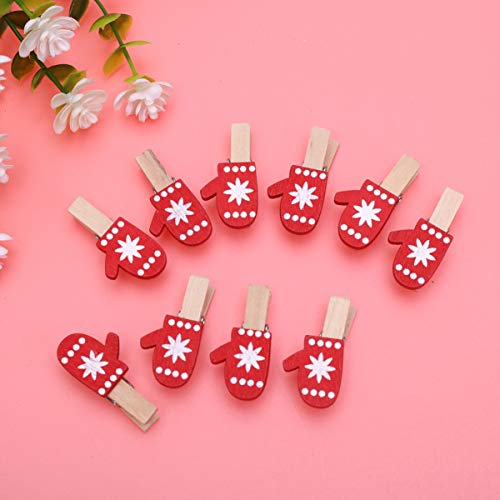 Amosfun 25pcs Mini Wooden Clothespins Christmas Photo Clips Craft Clips Photo Paper Memo Peg Pin Clips for Xmas Party DIY Craft Decoration