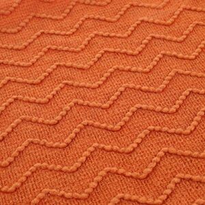 BATTILO HOME Burnt Orange Throw Blanket for Couch, Decorative Knitted Spring Blankets with Tassels - Soft Lightweight Textured Solid Fall Decor Throw, 50"x60"