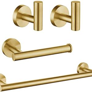 USHOWER Brushed Gold Bathroom Hardware Set, Includes 16-Inch Hand Towel Bar, Durable SUS304 Stainless Steel, 4-Piece