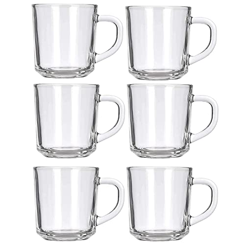 Clear Café Glass Coffee Mugs - 8 oz Heat Resistant Cups For Tea, Coffee, Espresso, Juice, Mulled Wine and More - Set of 6