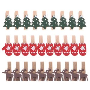 topbathy 60pcs christmas wood clips xmas tree wooden clip hanging photos clothespins for xmas holiday party supplies favors goodie bag fillers