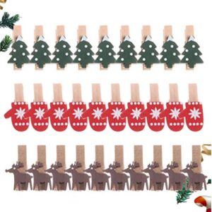 TOPBATHY 60pcs Christmas Wood Clips Xmas Tree Wooden Clip Hanging Photos Clothespins for Xmas Holiday Party Supplies Favors Goodie Bag Fillers