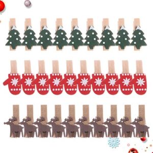 TOPBATHY 60pcs Christmas Wood Clips Xmas Tree Wooden Clip Hanging Photos Clothespins for Xmas Holiday Party Supplies Favors Goodie Bag Fillers