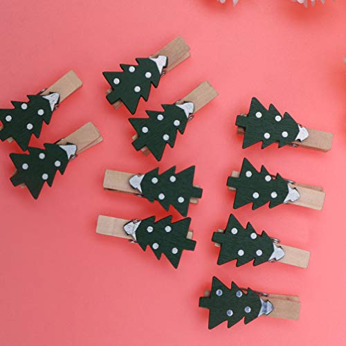 TOPBATHY 60pcs Christmas Wood Clips Xmas Tree Wooden Clip Hanging Photos Clothespins for Xmas Holiday Party Supplies Favors Goodie Bag Fillers