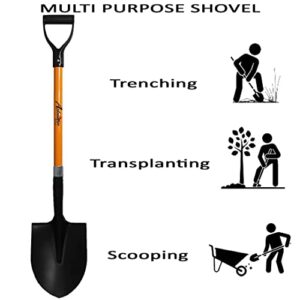 Ashman Heavy-Duty Digging Shovel (1 Pack) 41-Inch with Trenching Blade and Comfortable Handle - Ideal for Garden, Landscaping, Construction, and Masonry - Perfect for Digging Soil, Dirt, and Gravel.