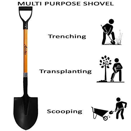 Ashman Heavy-Duty Digging Shovel (1 Pack) 41-Inch with Trenching Blade and Comfortable Handle - Ideal for Garden, Landscaping, Construction, and Masonry - Perfect for Digging Soil, Dirt, and Gravel.