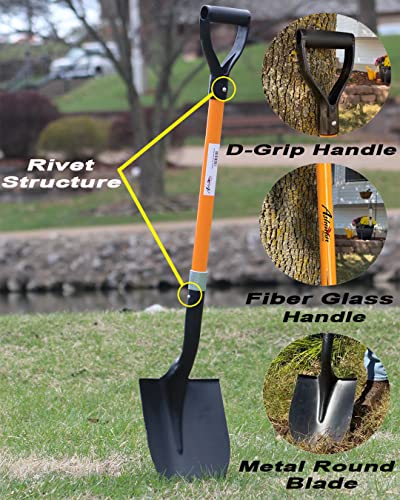 Ashman Heavy-Duty Digging Shovel (1 Pack) 41-Inch with Trenching Blade and Comfortable Handle - Ideal for Garden, Landscaping, Construction, and Masonry - Perfect for Digging Soil, Dirt, and Gravel.