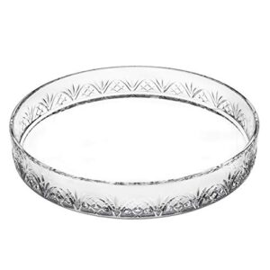 godinger round glass serving tray platter - dublin crystal collection