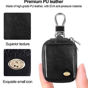 MRPLUM Earbud Carrying Case Small Compatible with AirPods PU Leather Hard Portable Earphone Case Protective Storage Pouch Bag with Mesh Pocket & Keychain for Wireless Headphone USB Cable (pitch-black)