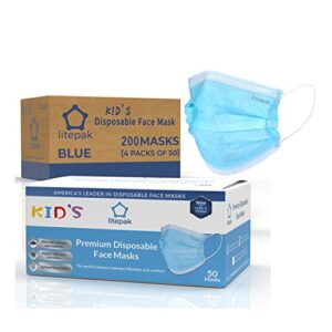 200pcs Kids Disposable Face Masks - 3 Ply Kids Mask for Boys Girls - Back to School Supplies (Blue)