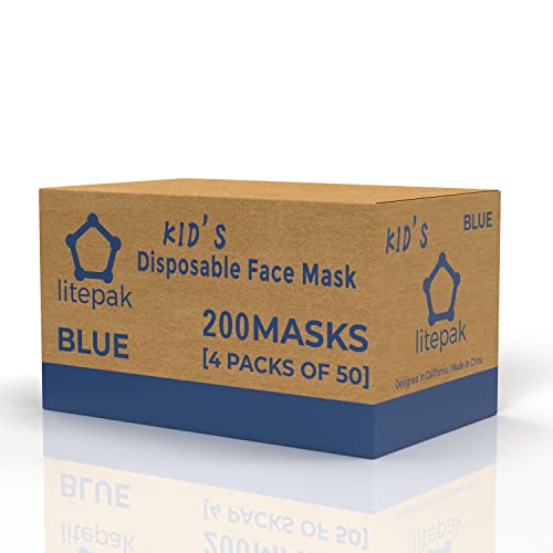 200pcs Kids Disposable Face Masks - 3 Ply Kids Mask for Boys Girls - Back to School Supplies (Blue)