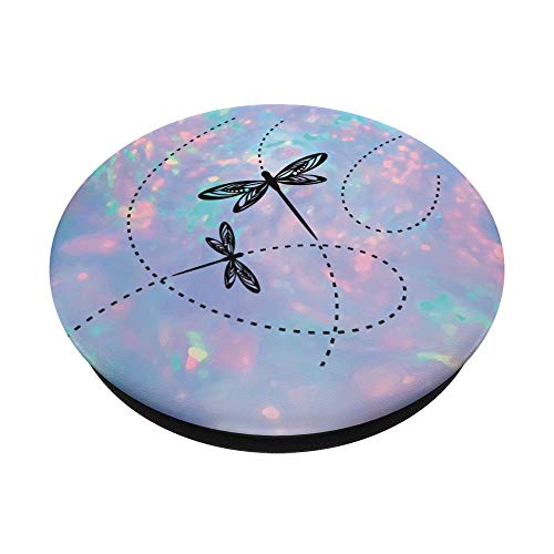 Cool Dragonflies Black With Trails On Pastel Background PopSockets PopGrip: Swappable Grip for Phones & Tablets