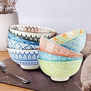 Farielyn-X 8 Pack Small Ceramic Bowls - Porcelain, Soup, Salad, Pasta, Rice, Dessert, Yoghurt, Condiments, Side Dishes, Dip, Ice Cream Ceramic Bowls, 4.75 Inch Diameter, 10 Fluid Ounce (1.25 Cup) Capa