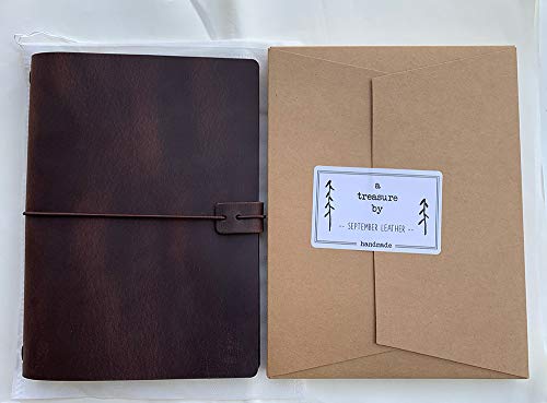 Refillable Leather Travelers Notebook -A5 Travel Journal with Lined Insert, 8.5 x 5.5 Inches, Dark Brown