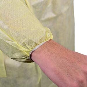 Disposable Protective Isolation Gown with Elastic Cuff,Latex Free,Non-Woven, Fluid Resistant,ONE Size FITS All,(Pack of 10) Yellow