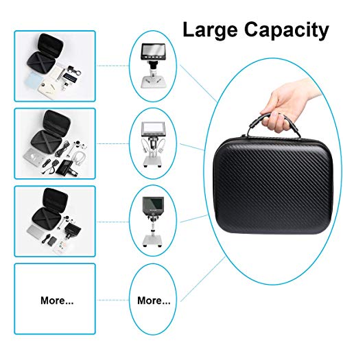 LCD Microscope Carrying Case Bag, Large Capacity Storage Bag for Digital Microscope with Display Screen and Stand Bracket