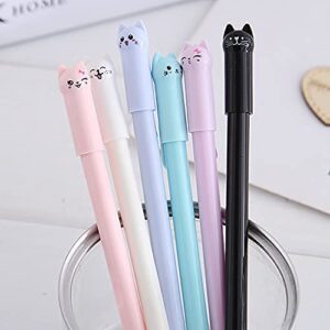 sencoo girl cute pens kawaii pen cute cat pen 0.5 mm gel pens black ball point pens for school office supplies (12 cat)