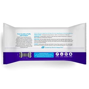 Vetnique Labs Furbliss Hygienic Pet Wipes for Dogs & Cats, Cleansing Grooming & Deodorizing Hypoallergenic Thick Wipes with All Natural Deoplex Deodorizer (Unscented, 100ct Pouch)