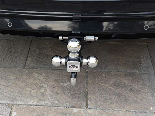 TOPTOW 64180L Trailer Receiver Hitch Triple Ball Mount with Hook, Fits for 2 inch Receiver, Chrome Balls, 2 inch Shank, with 5/8 inch Lock