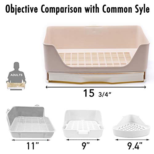 CalPalmy Rabbit Litter Box with Bonus Pads, Drawer, Corner Toilet Box and Bigger Pet Pan for Adult Guinea Pigs, Chinchilla, Ferret, Galesaur, Small Animals