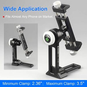 Metal Phone Tripod Mount Adapter, Phone Holder Stand with Arca Swiss and 1/4" Screw Mount,360 Degree Vertical & Horizonta Rotate, Fits iPhone 7 8 9 X 11 12 13 14 Max Plus Mini Se Pro