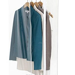 Garment Bag - Clear Hanging Closet Organizer - Durable Zippered Cover with Rod Protects Dresses, Suits, and Jackets from Dust and Moist- Top Metal Frame to Keep All Your Stuff in Shape- 42" x 20" x 15