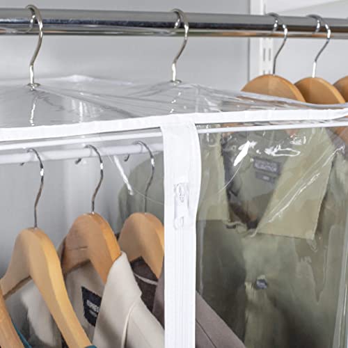 Garment Bag - Clear Hanging Closet Organizer - Durable Zippered Cover with Rod Protects Dresses, Suits, and Jackets from Dust and Moist- Top Metal Frame to Keep All Your Stuff in Shape- 42" x 20" x 15