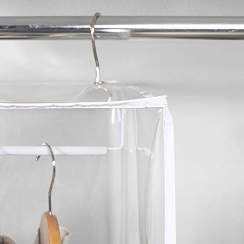 Garment Bag - Clear Hanging Closet Organizer - Durable Zippered Cover with Rod Protects Dresses, Suits, and Jackets from Dust and Moist- Top Metal Frame to Keep All Your Stuff in Shape- 42" x 20" x 15