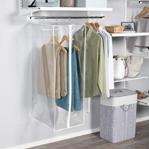 Garment Bag - Clear Hanging Closet Organizer - Durable Zippered Cover with Rod Protects Dresses, Suits, and Jackets from Dust and Moist- Top Metal Frame to Keep All Your Stuff in Shape- 42" x 20" x 15