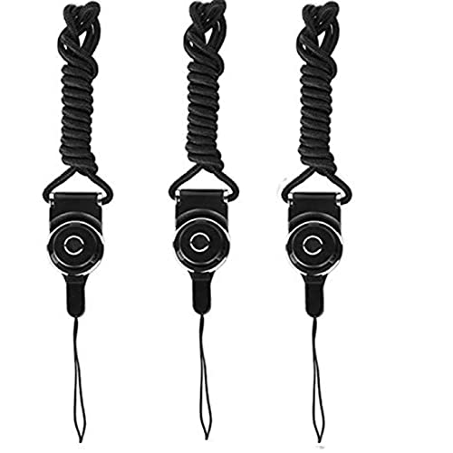 3pack Detachable Neck Strap Band Long Lanyard - Ideal for iPhone Cell Phone Smartphone Cell Phone Camera iPod mp3 mp4 USB Flash Drive ID Card Badge with a Lanyard Hole (Black)