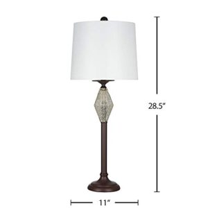 Amazon Brand – Ravenna Home Contemporary Metal Table Lamp with Mercury Glass Accent, LED Bulb Included, 28.5"H, Dark Bronze