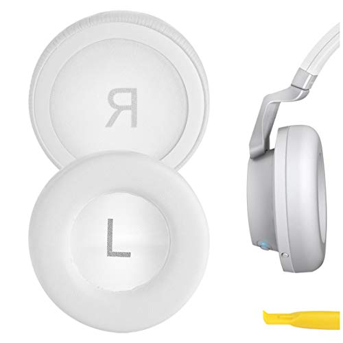 Geekria QuickFit Protein Leather Replacement Ear Pads for AKG K845BT, K845, K545, K540 Headphones Earpads, Headset Ear Cushion Repair Parts (White)