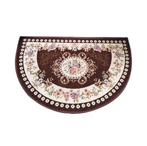 semi circle door mat, soft half moon rug, floral anti-slip carpet for home entrance bedroom living room bathroom indoor outdoor, 23.6 x 35.4inch