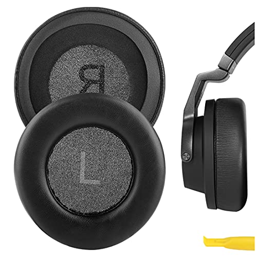 Geekria QuickFit Protein Leather Replacement Ear Pads for AKG K845BT, K845, K545, K540 Headphones Earpads, Headset Ear Cushion Repair Part (Black)