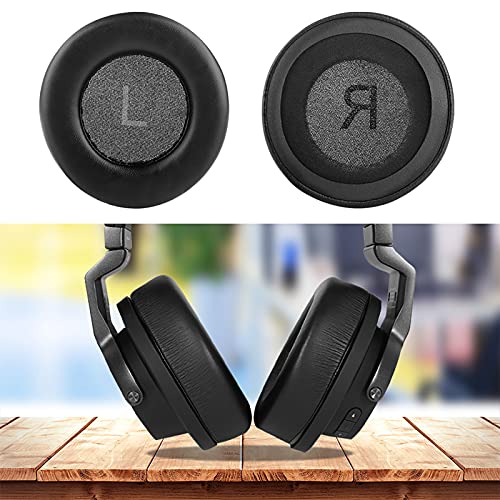 Geekria QuickFit Protein Leather Replacement Ear Pads for AKG K845BT, K845, K545, K540 Headphones Earpads, Headset Ear Cushion Repair Part (Black)