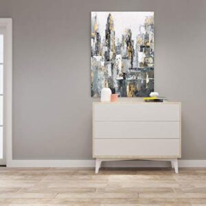 Yihui Arts Large Modern Abstract Chicago City Canvas Wall Artworks Painting with Gold Foil for Living Room Decoration