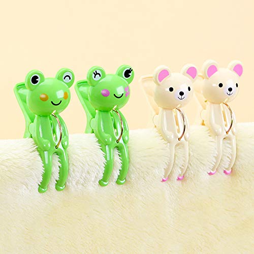 VinBee Beach Towel Clips 10 PCS Chair Clips Strong Grip Clothes Pins for Beach Chair, Lounger -Frog Shape(Green)