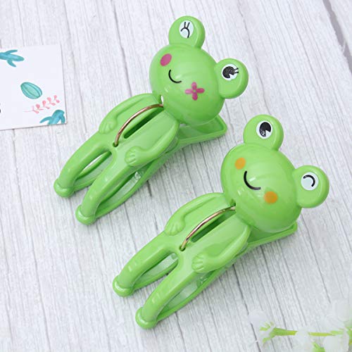 VinBee Beach Towel Clips 10 PCS Chair Clips Strong Grip Clothes Pins for Beach Chair, Lounger -Frog Shape(Green)