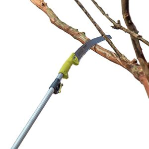 docapole 7-30 foot telescoping extension pole + gosaw attachment pruning pole saw; extendable limb saw and trimmer for tree pruning on branches less than 2" diameter; includes feather duster