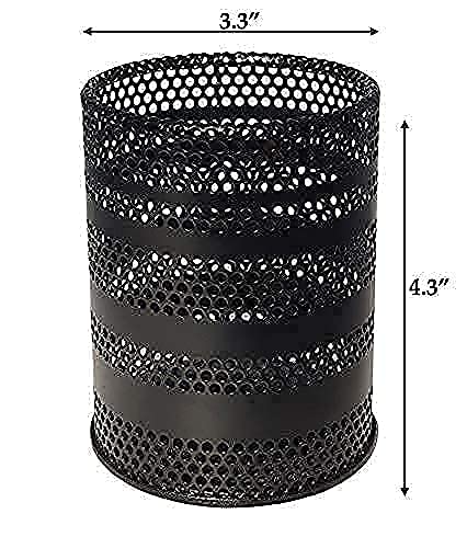 Produco Pen Holder for Desk, Metal Mesh Pencil Holder Cup Organizer Office Stationery Caddy Stand Makeup Brush Holder, Black (Mid)