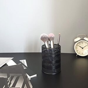 Produco Pen Holder for Desk, Metal Mesh Pencil Holder Cup Organizer Office Stationery Caddy Stand Makeup Brush Holder, Black (Mid)