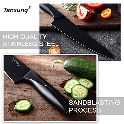 TANSUNG Chef Knife 8" Pro Kitchen Knife Ultra Sharp Cutting Cooking Knife with Durable Stainless Steel Nonstick Blade Ergonomic Handle Protective Sheath for Home Gourmet Restaurant Cooker Gift